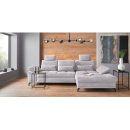 Ecksofa OTTO HOME, B:301cm H:89cm T:176cm, silber, 100% Polyester;Samtoptik (100% Polyester), Wohnzimmer, Sofas, "Costello L-Form, B: 301cm,