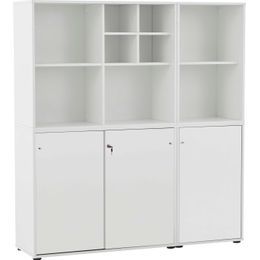 Aktenschrank Schildmeyer, B:151,1cm H:167,2cm T:41cm, wei&szlig;, Holzwerkstoff, B&uuml;ro, Schr&auml;nke, "Serie 400, B&uuml;rom&ouml;bel-Set-5-tlg., Made in Germany", Solide