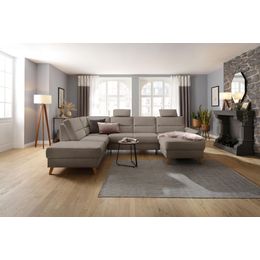 Wohnlandschaft OTTO HOME, B:303cm H:90cm T:213cm, grau, 98% Polyester 2% Polyamid, Sofas, "Westerland U-Form", Federkern, wahlweise Schlaffunktion,