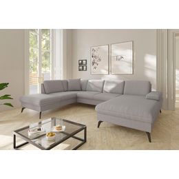 Sit & More Wohnlandschaft SIT & MORE, B:300cm H:83cm T:202cm, grau, 95% Polyester, 5% Polyamid, Sofas, "Morris Jubi U-Form, B: 300 cm", mit Armteilfunktion & 1