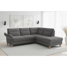 Sit & More Ecksofa SIT & MORE, B:218cm H:90cm T:212cm, grau, 100% Polyester, Wohnzimmer, Sofas, "Pamela, B: 218 cm, L-Form, wahlweise mit Schlaffunktion und