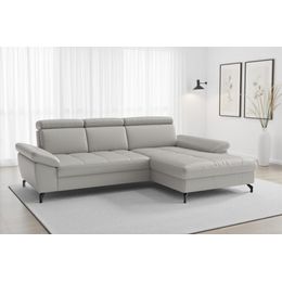 Sit & More Ecksofa SIT & MORE, B:264cm H:84cm T:181cm, grau, Wohnzimmer, Sofas, "Vanity L-Form, B: 264 cm, Leder", Inkl.Sitz-,Kopf-und Armteilverstellung