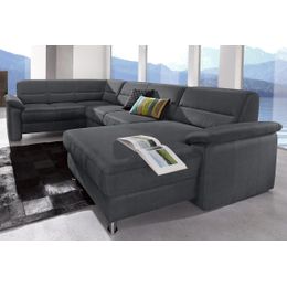 Sit & More Wohnlandschaft SIT & MORE, B:312cm H:85cm T:204cm, schwarz, NaturLeder in Sitz und R&uuml;cken, Korpus ist mit passendem Kunstleder