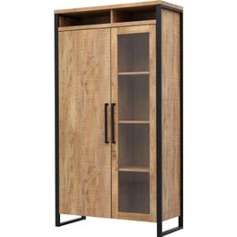 Vitrine OMG DESIGN, B:104cm H:190cm T:45cm, braun, Holzwerkstoff, Wohnzimmer, Schr&auml;nke, "Carriba Wohnzimmerschrank", H&ouml;he 190 cm, mit Soft-Close