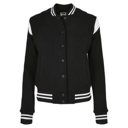 Urban Classics Damen Collegejacke "Urban Classics Damen Ladies Organic Inset College Sweat Jacket", schwarz-wei&szlig;, Gr. XS, unifarben, 100% Baumwolle,
