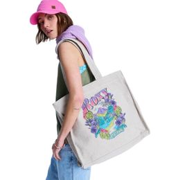 Roxy Damen Strandtasche "Drink The Wave", beige, Obermaterial: 53% Baumwolle, 30% Polyester, 8% Modacryl, 6% Viskose, 3% Nylon., Taschen