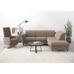 Sit & More Ecksofa SIT & MORE, B:247cm H:85cm T:222cm, grau, Wohnzimmer, Sofas, "Grenoble L-Form mit Federkern", wahlweise mit Schlaffunktion, Bettkasten, Arm-