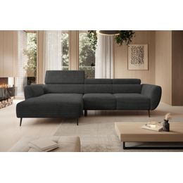 Ecksofa WERK2, B:277cm H:76cm T:174cm, grau, 90% Polyester, 10% Nylon, Wohnzimmer, Sofas, "Alisson 277 x 174 cm modern und bequem", Cord, L-Form,