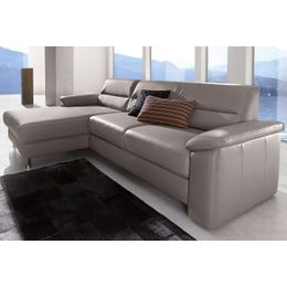 Sit & More Ecksofa SIT & MORE, B:251cm H:85cm T:165cm, grau, NaturLEDER (echtes Rindsleder), Korpus in Kunstleder SOFTLUX;Luxus-Microfaser (100%