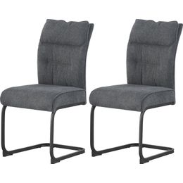Esszimmerstuhl Home Affaire, B:47cm H:94cm T:61cm, grau, Metall, Polyester, St&uuml;hle, "BARRIE, 2er Set, mit Metallgestell in matt schwarz", in