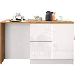 K&uuml;cheninsel KOCHSTATION, B:152,5cm H:90cm T:90cm, wei&szlig;, Komplettk&uuml;chen-Sets, "KS-Sole, Kochinsel, K&uuml;chenarbeitsblock, Inselk&uuml;che, Arbeitsinsel",