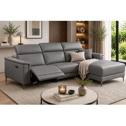 Ecksofa OTTO HOME, B:261cm H:97cm T:179cm, grau, Kunstleder 100% Polyurethan, Wohnzimmer, Sofas, "LUND, Lederoptik, L-Form, 261cm, man./elektr.