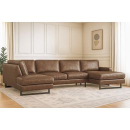 Wohnlandschaft OTTO HOME, B:350cm H:85cm T:206cm, braun, Luxus-Microfaser in Lederoptik (100% Polyester);Cord (92% Polyester, 8% Polyamide), Sofas,