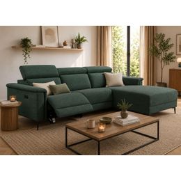 Ecksofa OTTO HOME, B:261cm H:97cm T:179cm, gr&uuml;n, Webstoff 100% Polyester, Wohnzimmer, Sofas, "LUND, Struktur-Bezug, L-Form, 261cm, man. /elektr.