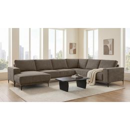Wohnlandschaft OTTO HOME, B:342cm H:85cm T:260cm, braun, 100% Polyester, Sofas, "OLAND Boucl&eacute; U-Form, XXL, B: 342 cm, Skandi-Design", Skandi-Design