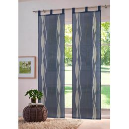 Schiebegardine OTTO HOME, B:57cm H:265cm, blau, Voile, Polyester, Wohnzimmer, Gardinen, "Dimona", 2er-Set, Fertiggardine, inkl. Beschwerungsstange,