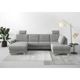 Wohnlandschaft OTTO HOME, B:314cm H:91cm T:170cm, silber, 100% Polyester, Sofas, "Summer U-Form", mit oder ohne Schlaffunktion und Bettkasten,