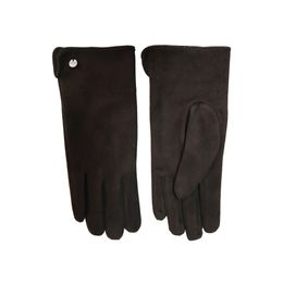 Damen Strickhandschuhe, schwarz, Capelli New York, unifarben, Feinstrick, Materialmix, Handschuhe, mit Ziernaht, Metall-Logo, Feinripp-Strick,