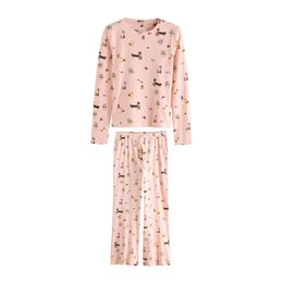 next Pyjama Damen Gr&ouml;&szlig;e S/M beige / lavendel / altrosa / schwarz Sommerkleid