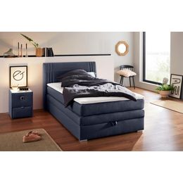 Jockenh&ouml;fer Boxspringbett, B:134cm L:217cm, blau, JOCKENH&Ouml;FER GRUPPE, Bezug: 100% Polyester;Topper und Matratzenspiegel: 100% Polyester, Komplettbetten,