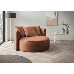 XXL-Sessel, B:153cm H:98cm T:145cm, braun, LeGer Home by Lena Gercke, Sessel, "ISALIE Samtoptik, Lesesessel, Loveseat, inklusive Zierkissen", extra