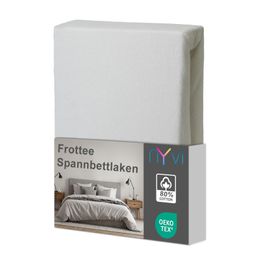 NYVI Spannbettlaken DreamScience Frottee - Warm und Kuschelig, hohe Feuchtigkeitsaufnahme, schnell trocknend - Frottier Spannbetttuch Bettlaken Farbe:wei&szlig;;Gr&ouml;&szlig;e:90x200 - 100x200 cm