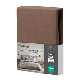NYVI Spannbettlaken DreamScience Frottee - Warm und Kuschelig, hohe Feuchtigkeitsaufnahme, schnell trocknend - Frottier Spannbetttuch Bettlaken Farbe:nougat;Gr&ouml;&szlig;e:90x200 - 100x200 cm