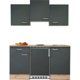 Pantryk&uuml;che Flex-Well, B:150,5cm T:60cm, grau, Komplettk&uuml;chen-Sets, "Morena", mit E-Ger&auml;ten, Breite 150,5 cm