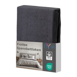 NYVI Spannbettlaken DreamScience Frottee - Warm und Kuschelig, hohe Feuchtigkeitsaufnahme, schnell trocknend - Frottier Spannbetttuch Bettlaken Farbe:anthrazit;Gr&ouml;&szlig;e:180x200 - 200x200 cm