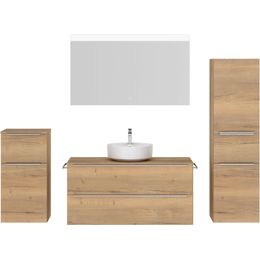 Badm&ouml;bel-Set Nobilia, B:230cm H:184,2cm T:48,5cm, braun, Kastenm&ouml;bel-Sets, "Alvene", inkl. Spiegel mit Touch-Sensor, in vier Breiten