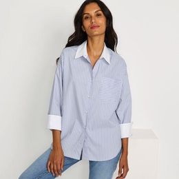 LANDS' END Langarm-Hemdbluse f&uuml;r Damen, Damen, size: regular, Blau, Baumwolle/Polyester-Mischung, by Lands' End