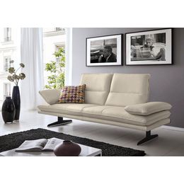 2-Sitzer W.Schillig, B:216cm H:94cm T:96cm, grau, Longlife Xtra-Leder Z59: Glattleder mit modischer Pr&auml;gung. Hautst&auml;rke 0, 9 - 1, 1 mm, Sofas,