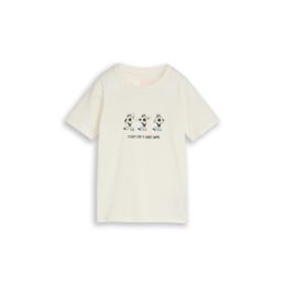 Tom Tailor Jungen T-Shirt, wei&szlig;, Gr. 128, bedruckt, Jersey, Obermaterial: 100% Baumwolle, Shirts, mit Print
