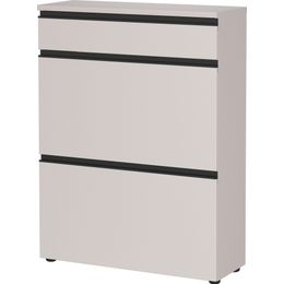 Schuhschrank Germania, B:80cm H:107cm T:29cm, beige, Holzwerkstoff, Flur, Schr&auml;nke, "Baldone", Schuhklapper, mit Schublade, Griffe aus Metall, Tiefe: