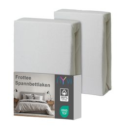 NYVI Spannbettlaken DreamScience Frottee - Warm und Kuschelig, hohe Feuchtigkeitsaufnahme, schnell trocknend - Frottier Spannbetttuch Bettlaken Farbe:wei&szlig;;Gr&ouml;&szlig;e:180x200 - 200x200 cm (2er Pack)