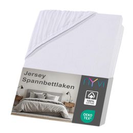 NYVI Jersey Spannbettlaken DreamScience f&uuml;r Matratzen bis 22 cm H&ouml;he - Weich & Anschmiegsam, Rundumgummizug, B&uuml;gelfrei Farbe:wei&szlig;;Gr&ouml;&szlig;e:140x200 - 160x200 cm