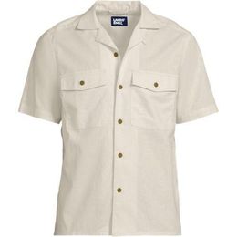 LANDS' END Kurzarmhemd aus Baumwoll-/Leinenmix f&uuml;r Herren, Herren, size: regular, Elfenbein, Leinen/Baumwoll-Mischung, by Lands' End