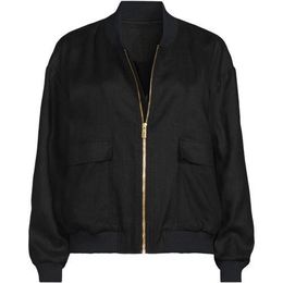 LANDS' END Leinen-Bomberjacke f&uuml;r Damen, Damen, size: regular, Schwarz, Leinen, by Lands' End