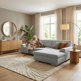 Ecksofa OTTO HOME, B:268cm H:83cm T:178cm, grau, 100% Polyester, Wohnzimmer, Sofas, "Torrnby 268 x 178 cm, mit Steppungen, modern & stabil", L-Form,
