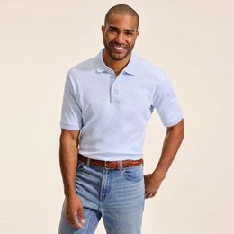 LANDS' END Supima Kurzarm-Polo f&uuml;r Herren, Classic Fit, Herren, size: regular, Blau, Baumwolle, by Lands' End