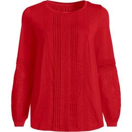 LANDS' END Biesenshirt aus Baumwoll/Modalmix f&uuml;r Damen, Damen, size: regular, Rot, Baumwoll-Mischung/Viskose-Mischung, by Lands' End