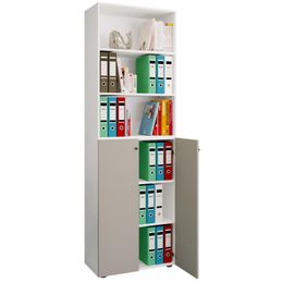 Aktenschrank Vcm, B:70cm T:40cm, grau, Obermaterial: 100% Holz Wood., B&uuml;ro, Schr&auml;nke, "B&uuml;roschrank Regal Ordner Aktenschrank Lona 6fach"