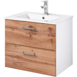 Waschtisch Welltime, B:60cm H:52cm T:46cm, braun, Badezimmer, Waschtische, "Trento in verschiedenen Ausf&uuml;hrungen inkl. Waschbecken", Badm&ouml;bel in