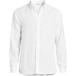 LANDS' END Hemd aus reinem Leinen mit Roll&auml;rmeln f&uuml;r Herren, Herren, size: regular, Wei&szlig;, Leinen, by Lands' End