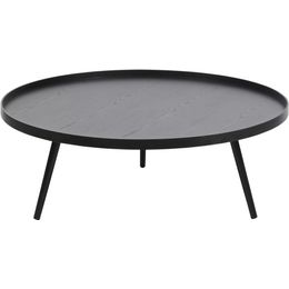 Beistelltisch Woood, B:100cm H:36cm T:100cm, schwarz, Wohnzimmer, Tische, "Mesa mit MDF-Tischblatt und Kiefernholzbeinen &Oslash; 100 x H 36 cm", Runde Form