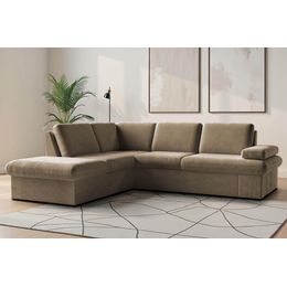 Sit & More Ecksofa SIT & MORE, B:238cm H:82cm T:202cm, braun, 100% Polyester, Wohnzimmer, Sofas, "Moreno L-Form, B: 238 cm", mit Armteilverstellung, optional