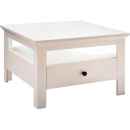 Couchtisch Home Affaire, B:70cm H:45cm T:70cm, wei&szlig;, Wohnzimmer, Tische, "&Ouml;rebro", Couchtisch mit Schubkasten & Vollauszug - (B/T/H) 70/70/46 cm