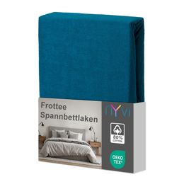 NYVI Spannbettlaken DreamScience Frottee - Warm und Kuschelig, hohe Feuchtigkeitsaufnahme, schnell trocknend - Frottier Spannbetttuch Bettlaken Farbe:petrol;Gr&ouml;&szlig;e:180x200 - 200x200 cm