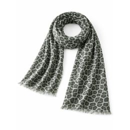 Damen Modeschal "Leo Print", grau, Basic, Collezione Alessandro, Viskose, Modet&uuml;cher, Made in Italy, super-weiches Viskose