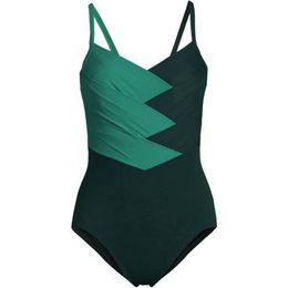LANDS' END Shape-Badeanzug SLENDER mit Webdetail f&uuml;r Damen in Plus-Gr&ouml;&szlig;e, Damen, size: plus, Gr&uuml;n, Elasthan/Nylon-Mischung, by Lands' End